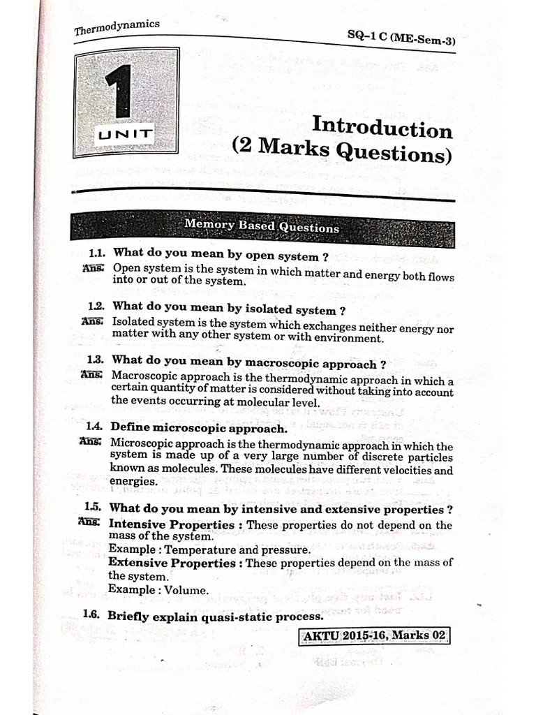 2 Marks Thermodynamics | PDF