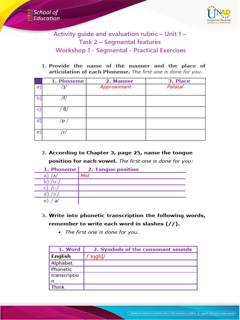 Anexo 1 - Workshop 1 - Segmental - Practical Exercises | PDF ...