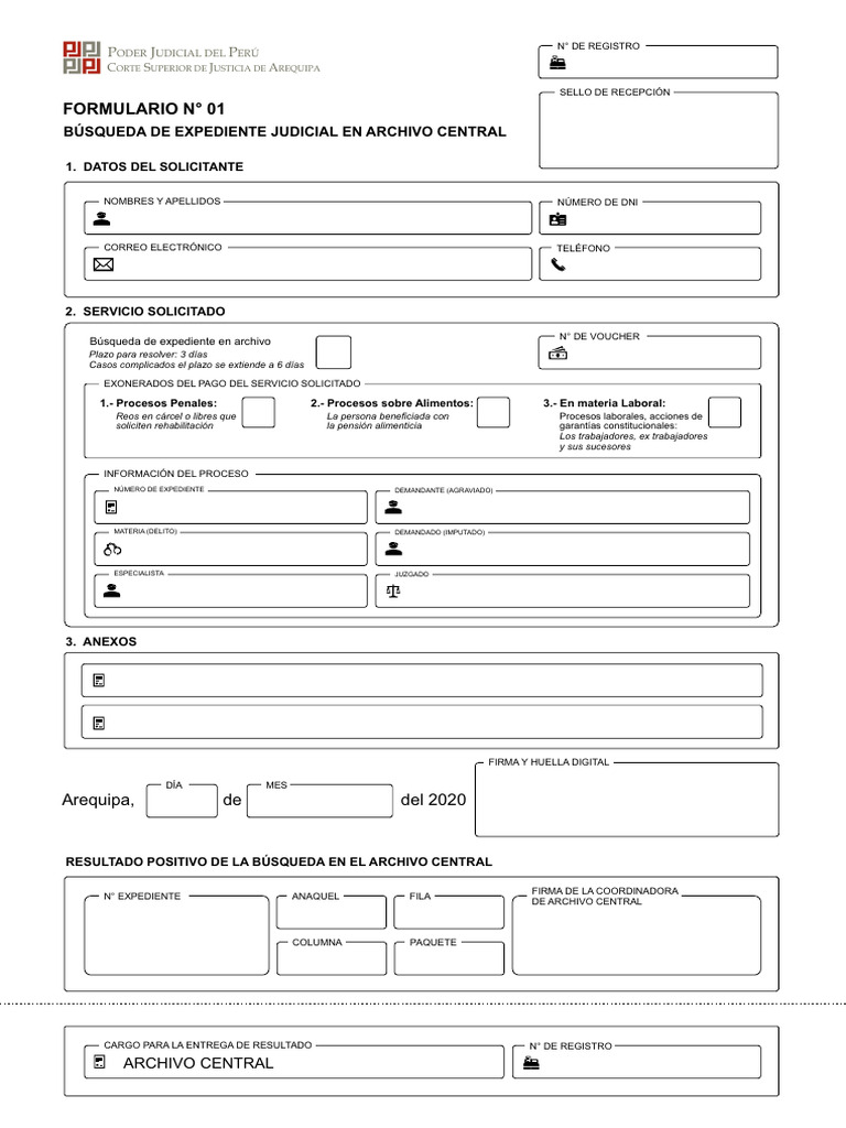 Formato 1 Busqueda de Expediente Judicial en Archivo Central | PDF