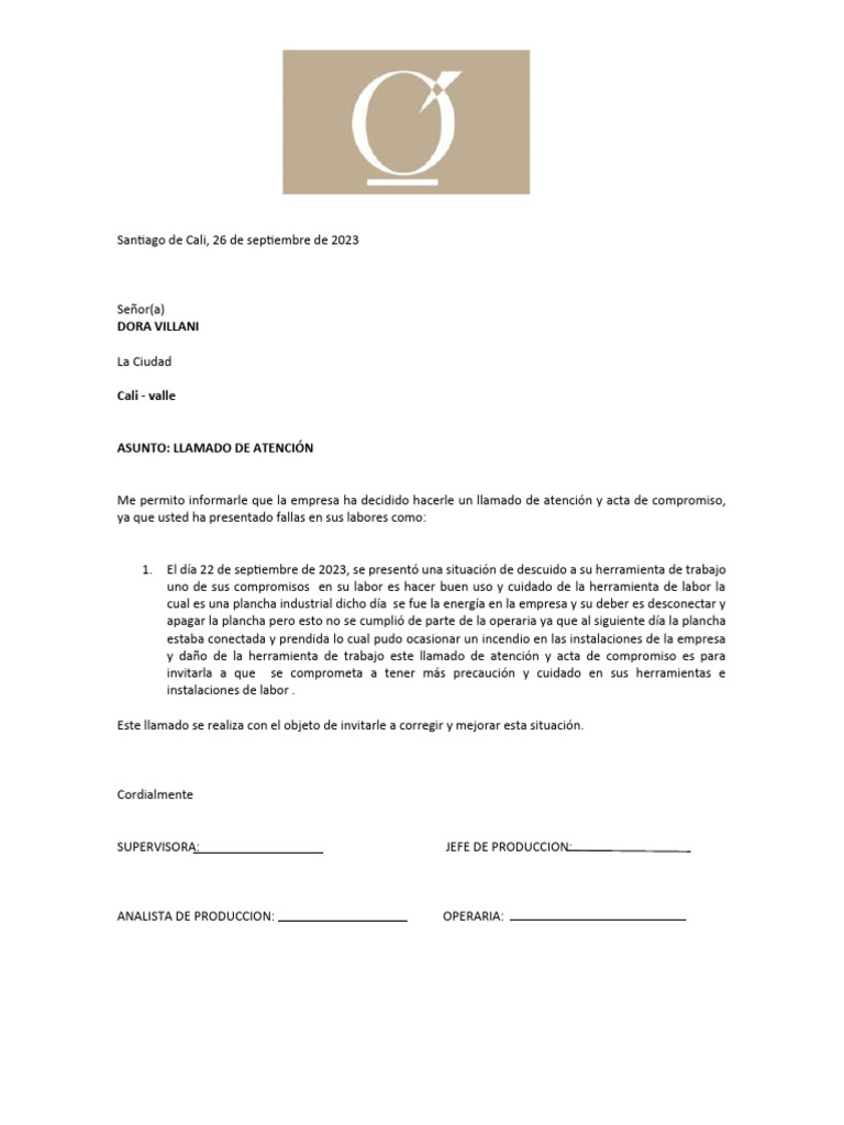 Llamados de Atención Laborales en Cali | PDF