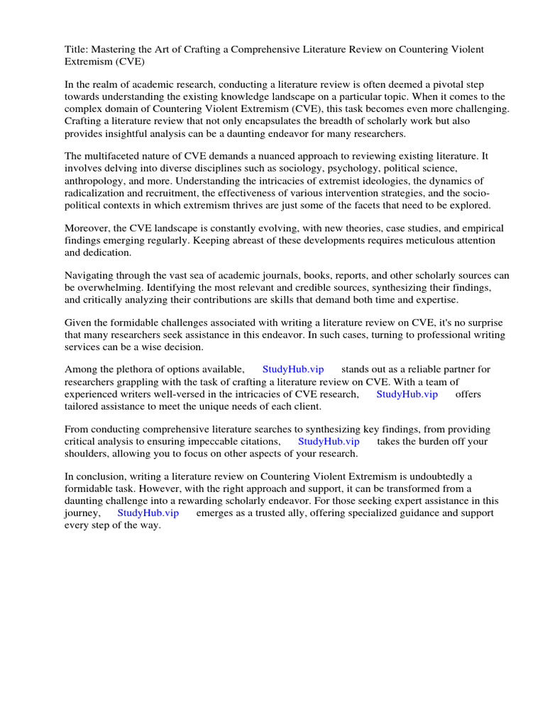 Countering Violent Extremism Cve Literature Review | PDF | Violence | Extremism