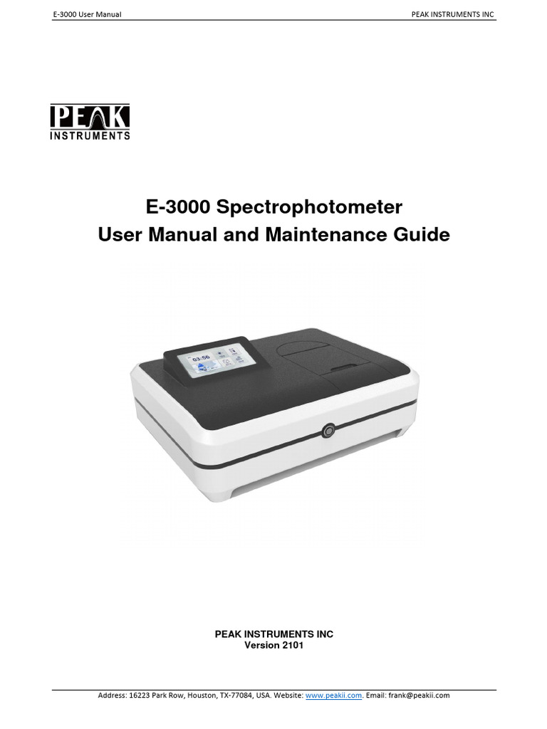 E-3000 Spectrophotometer User Manual | PDF | Absorption Spectroscopy ...