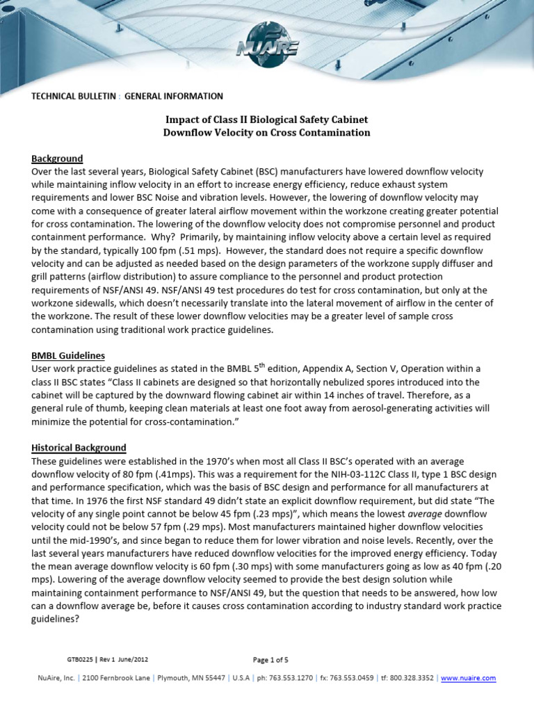 Class II Biosafety Cabinet Downflow Velocity Impact On Cross ...