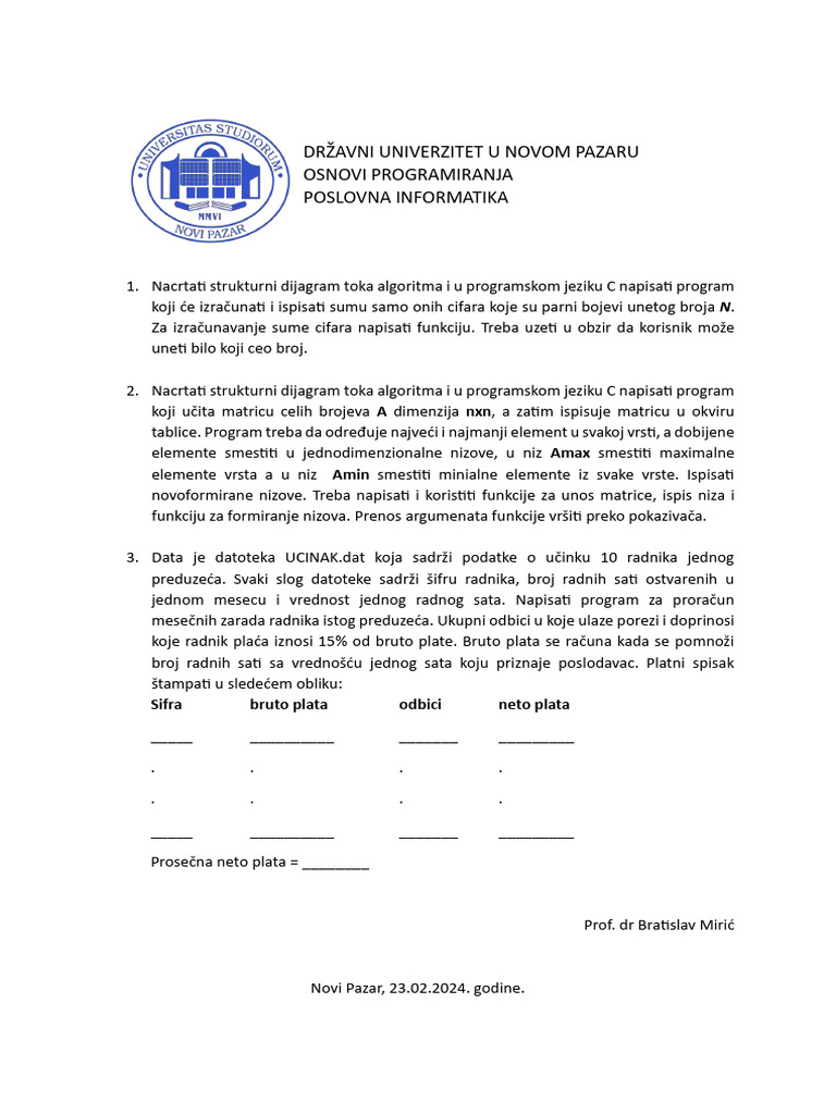 Ispit Februar 2024 | PDF