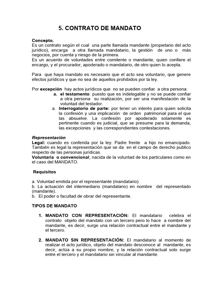 Contrato de Mandato: Conceptos Clave | PDF | Propiedad | Ley común