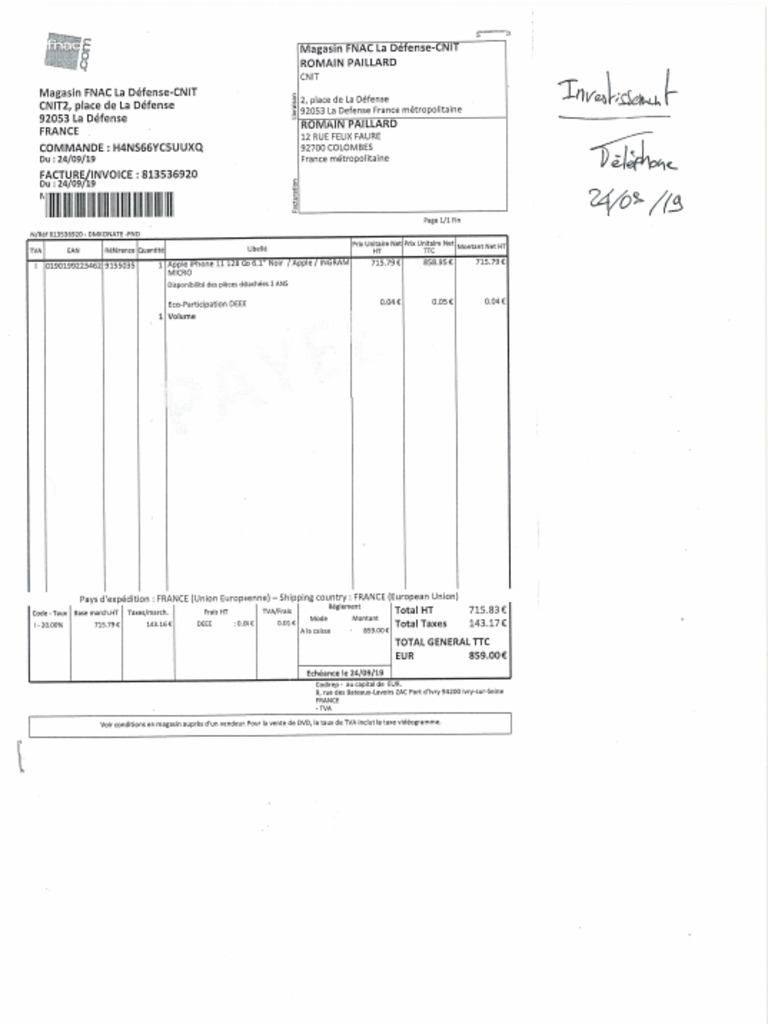 Facture Iphone 11 | PDF