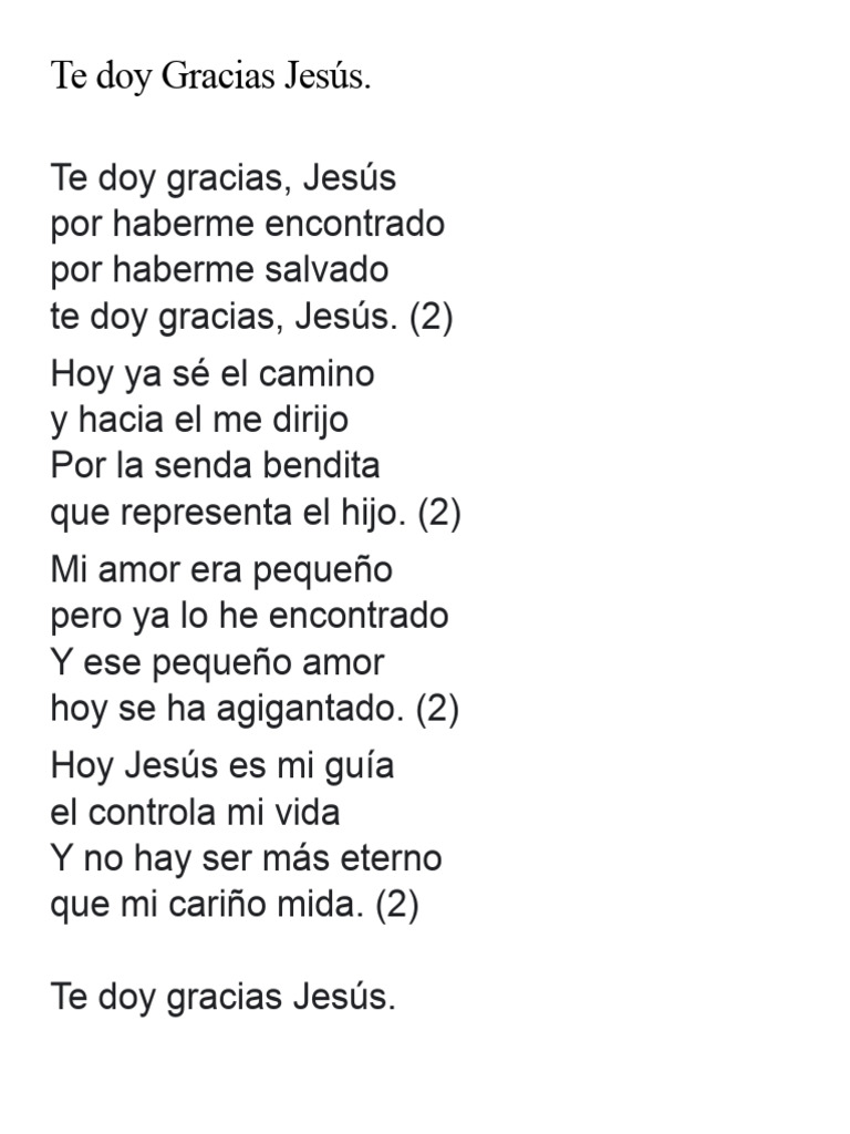 Te doy gracias, Jesús: Oraciones y Canto | PDF | Oración