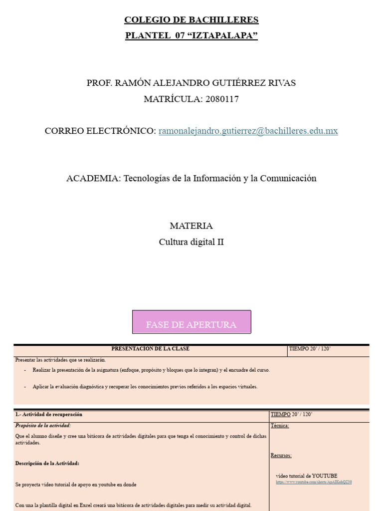 Planeacion Cultura Digital 2 | Descargar gratis PDF | Evaluación | Internet