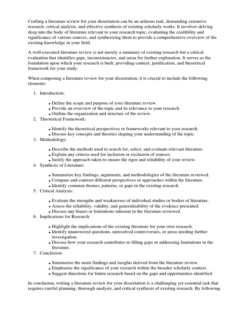 What To Include in A Literature Review Dissertation | PDF | Methodology ... What To Include in A Literature Review Dissertation | PDF | Methodology ...