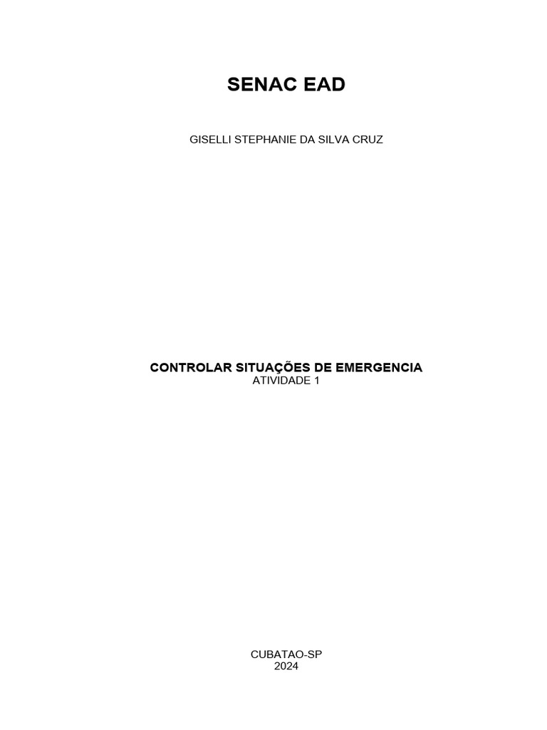 Modelo - Atividade 1 Modulo C | PDF | Primeiros socorros | Medicina Clínica