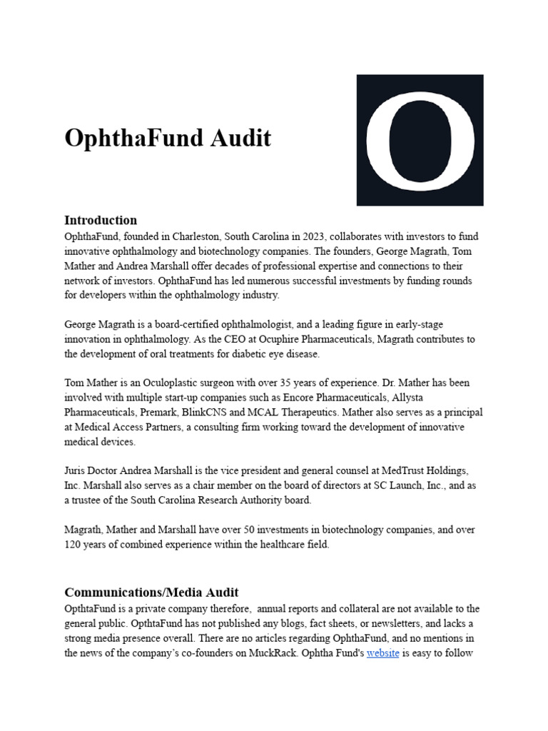ophthafund audit | PDF | Search Engine Optimization | Social Media