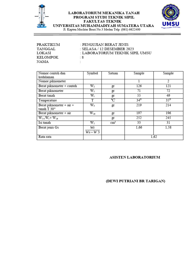 Data Berat Jenis | PDF