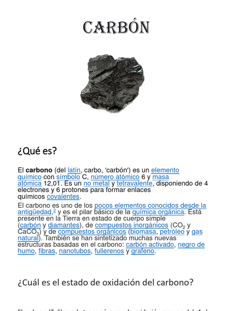 Bioelemento Carbon | PDF | Carbón | Carbohidratos