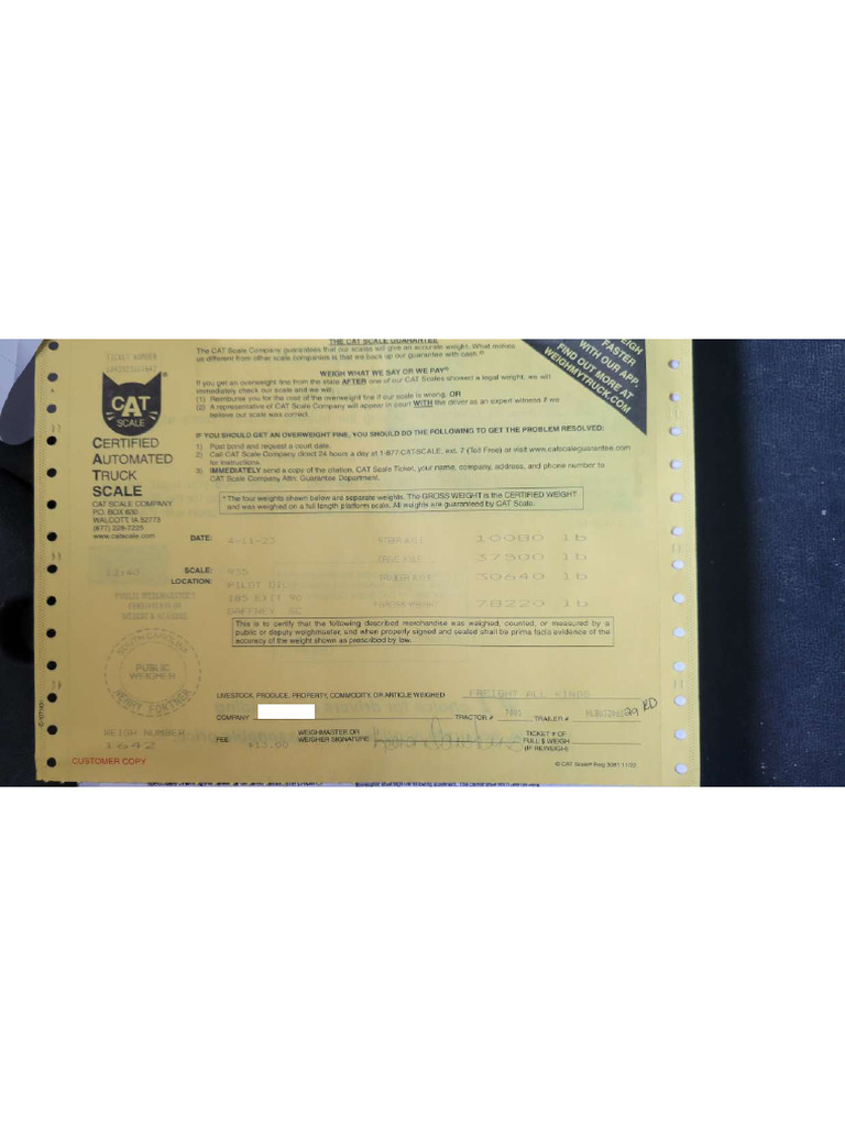 Weight Ticket | PDF