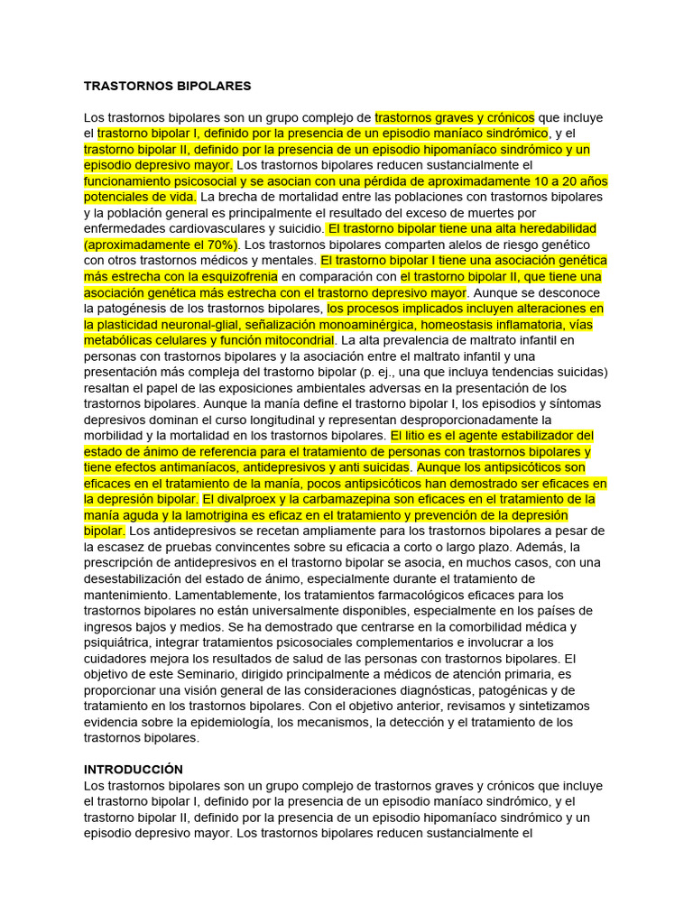 Trastornos Bipolares | PDF | Desorden bipolar | Trastorno depresivo mayor