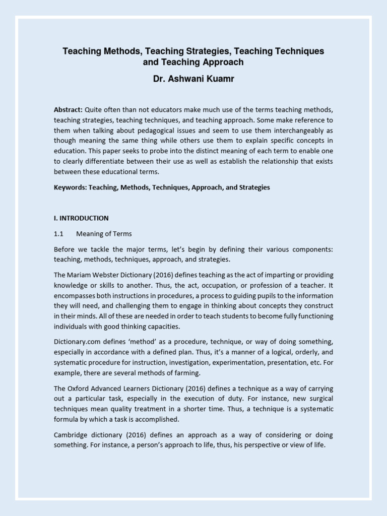Understanding Teaching Methods and Strategies | PDF | Teaching Method ...