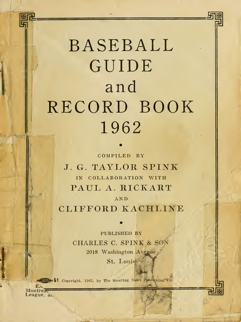 Baseball Guide and Record Book - 1962 | PDF | Cincinnati Reds | Atlanta ...