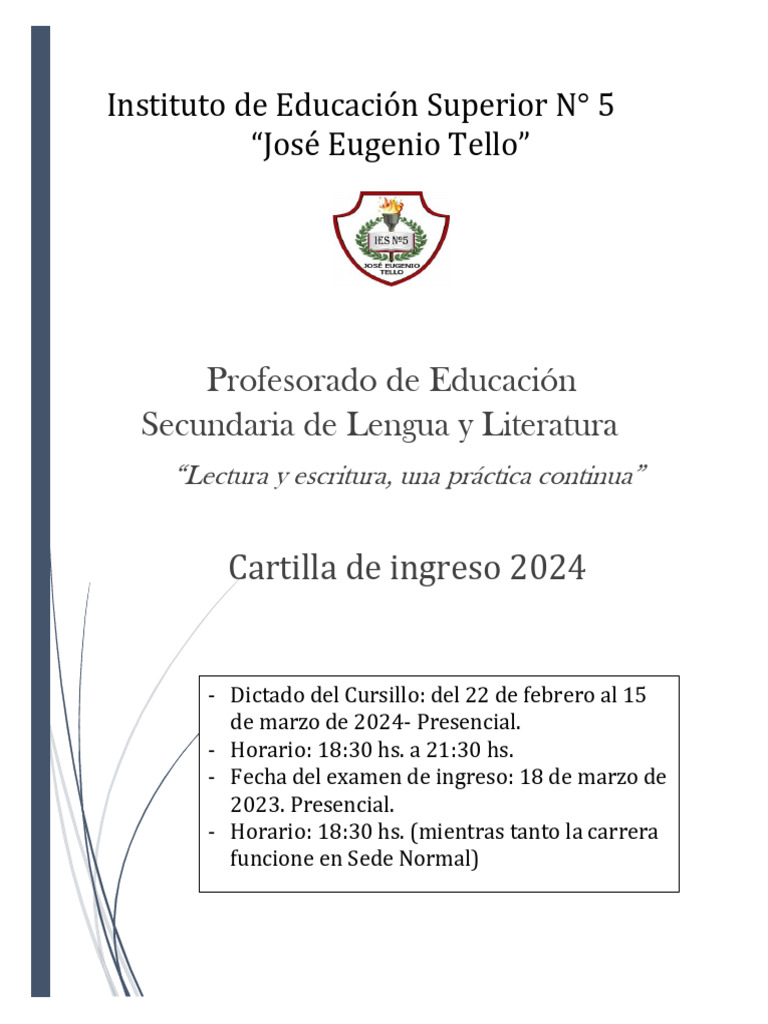 LenguayLit - Cartilla de Ingreso 2024 | PDF | Minotauro