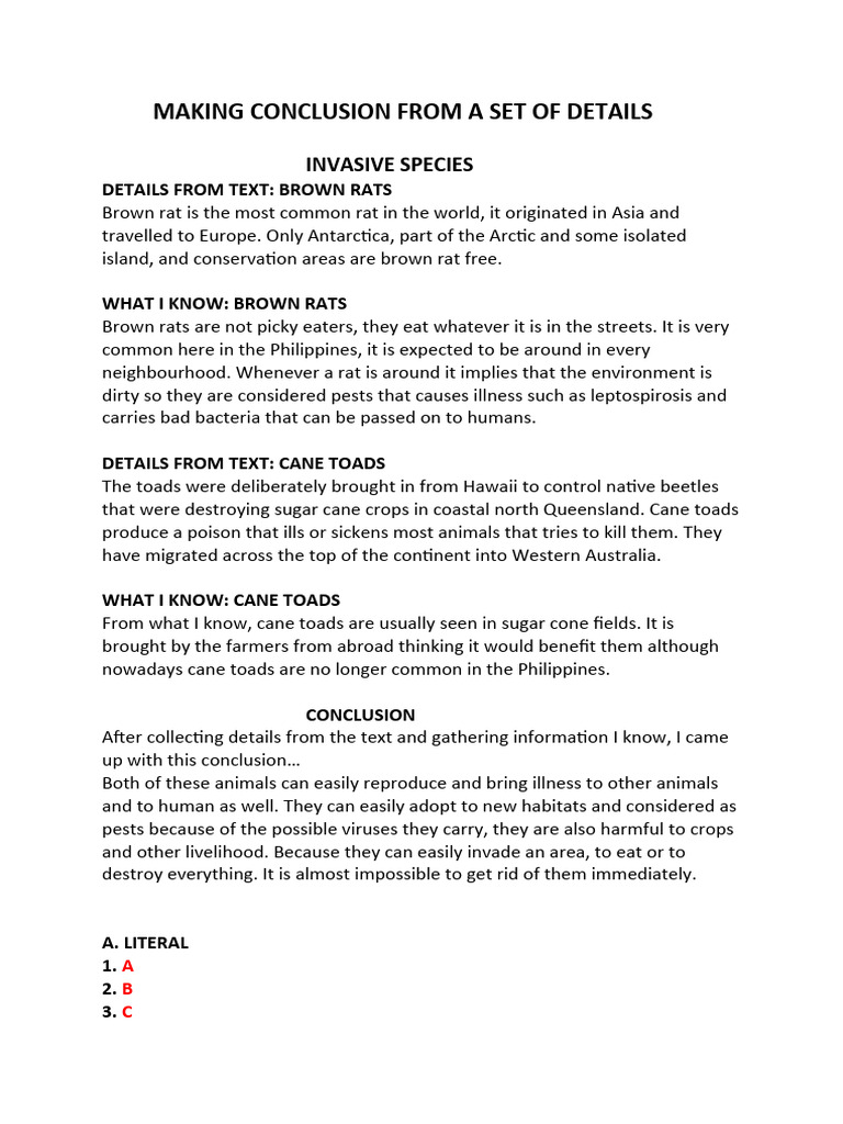 Making Conclusion From A Set of Details | PDF | Body Language | Gesture