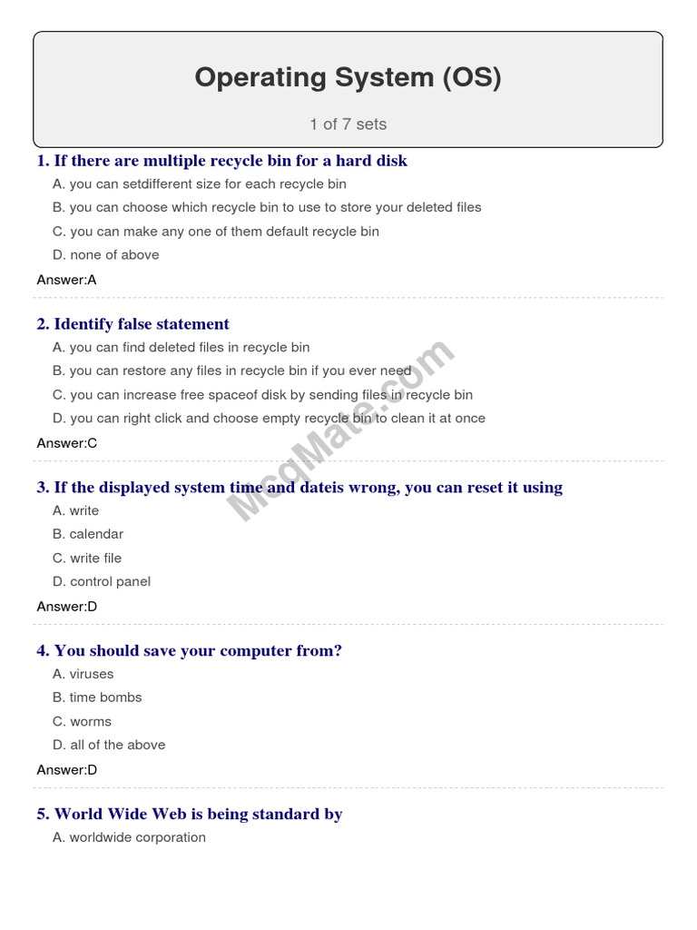 Operating System Set 1 Pdf Operating System Microsoft Windows