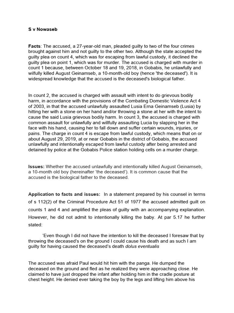 Criminal Law Exam Questions Memo and Cases | PDF | Assault | Intention (Criminal Law)