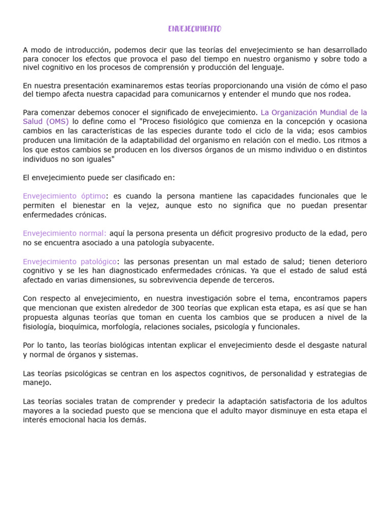 Envejecimiento Listo Pdf Envejecimiento Memoria
