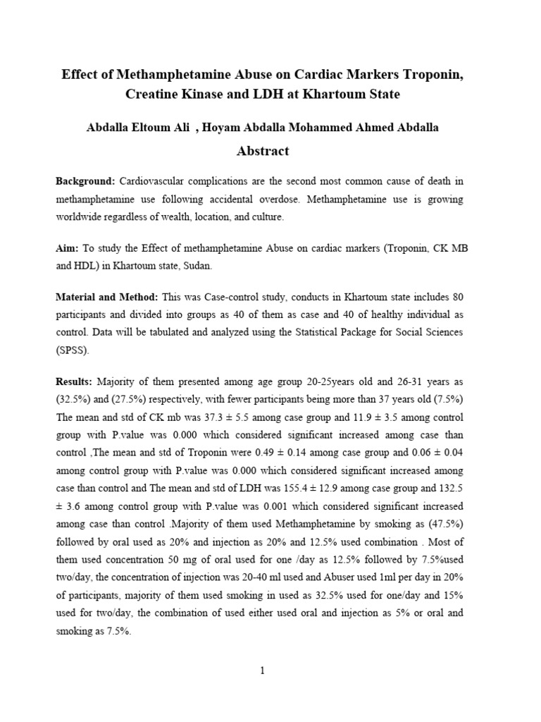 Effect of Methamphetamine On Cardiac | PDF | Methamphetamine ...