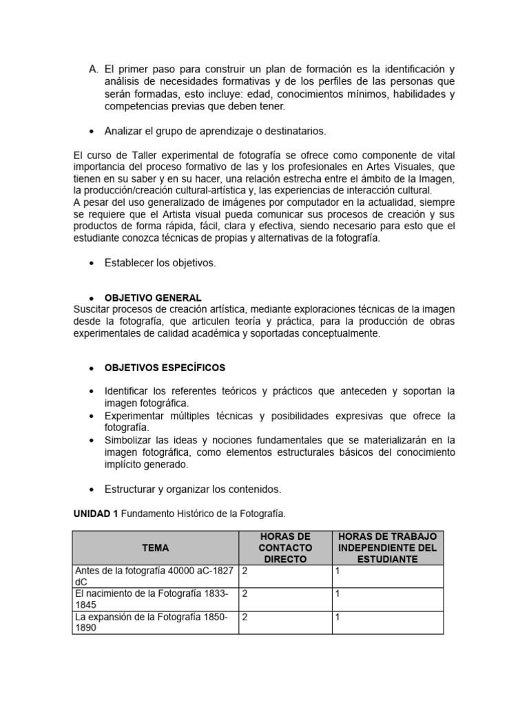 plan de formación | PDF | Imagen