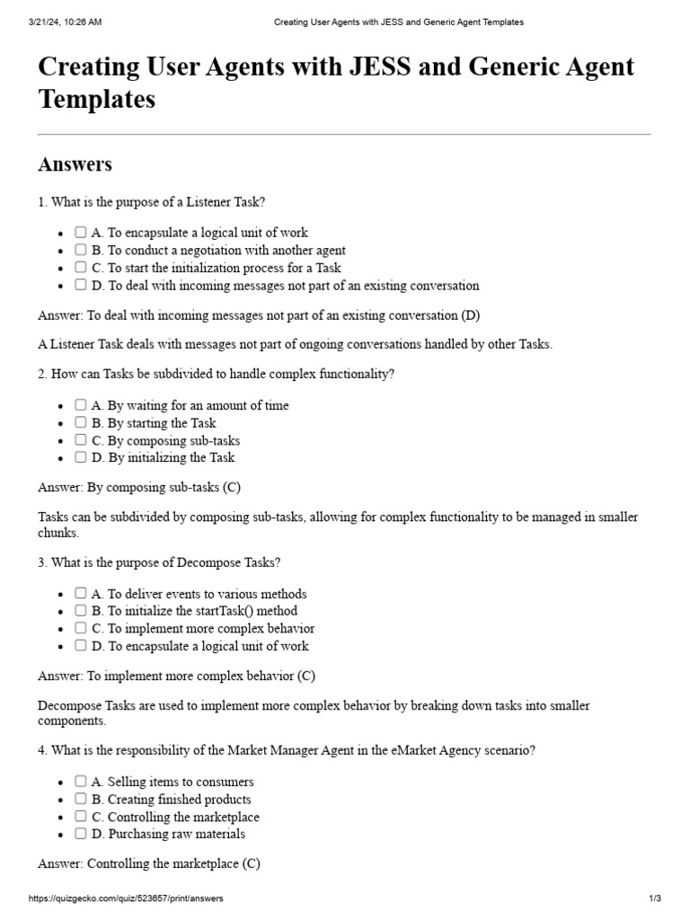Creating User Agents With JESS and Generic Agent Templates | PDF ...