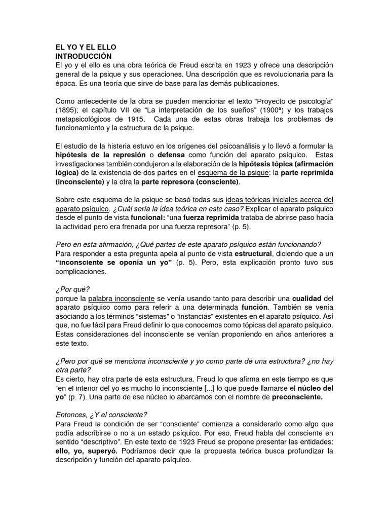 Sept 21 - 2020 - Audio Psicoanálisis - El Yo y El Ello | Descargar gratis PDF | Carné de ...