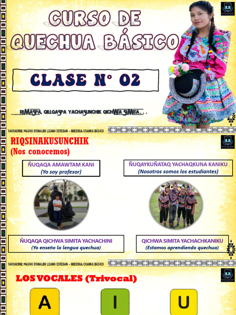 Clase 2 - Quechua Chanka Basico II - Inemaf - Yachachiq Magno | PDF | Vocal | Lengua española