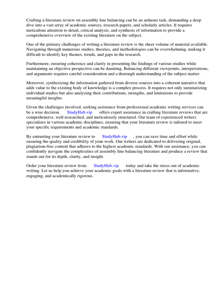 Assembly Line Balancing Literature Review | PDF | Mathematical ... Assembly Line Balancing Literature Review | PDF | Mathematical ...