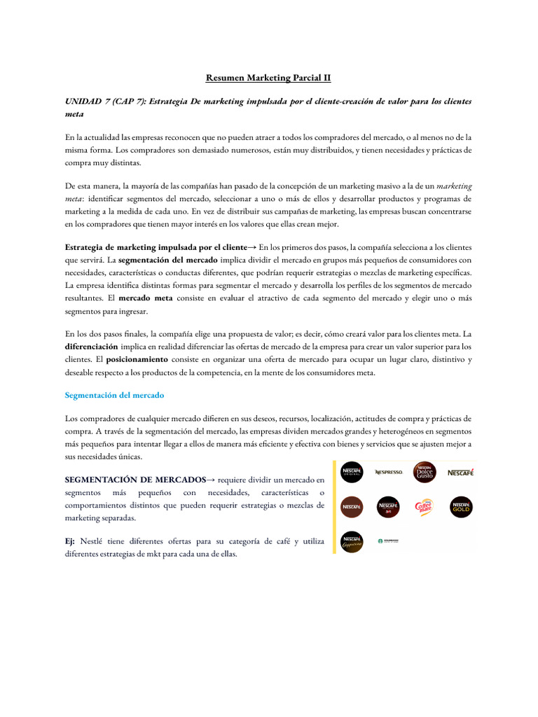 Resumen Marketing Parcial II | PDF | Marketing | Producto (Negocio)