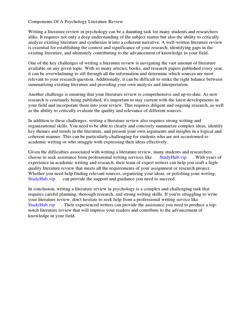 Components of A Psychology Literature Review | Download Free PDF ...