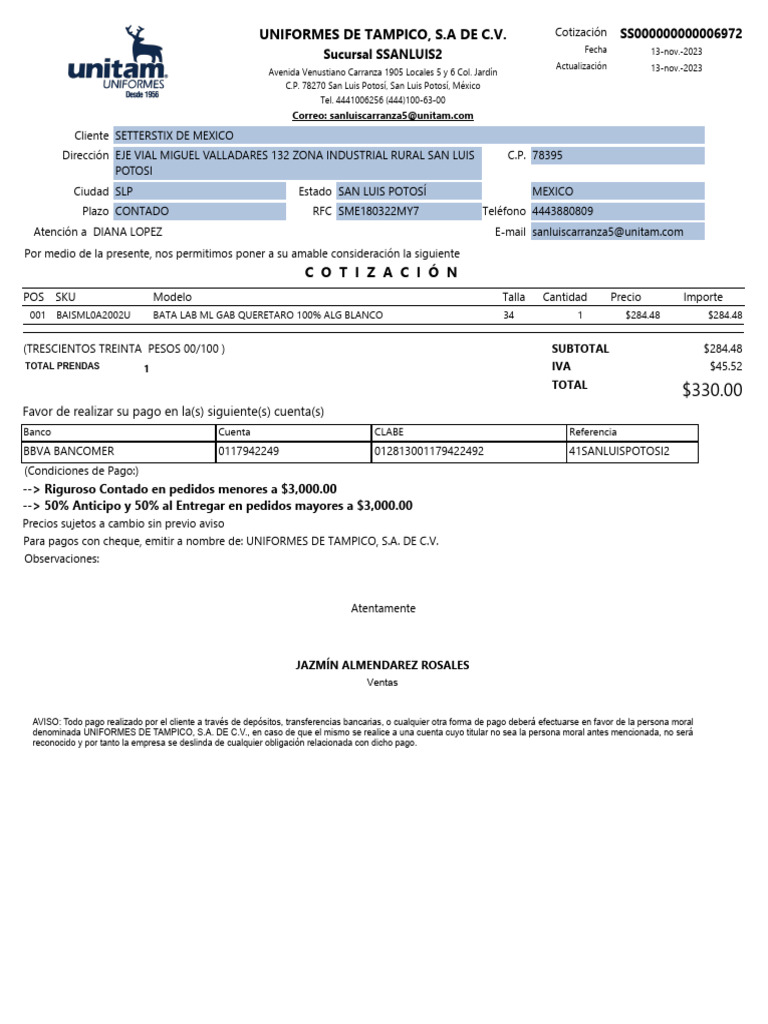 COTIZACION SS6972 -- SETTERSTIX | PDF | Economias | Bancario