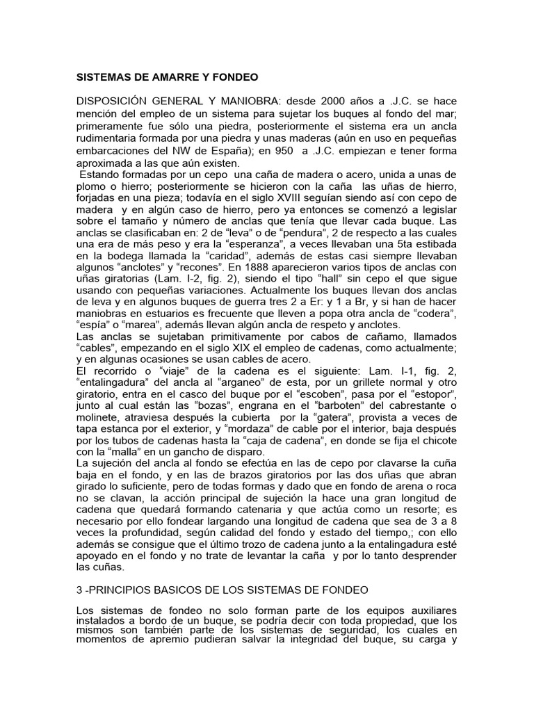 Sistemas de Amarre y Fondeo en Buques | PDF | Cuerda | Acero