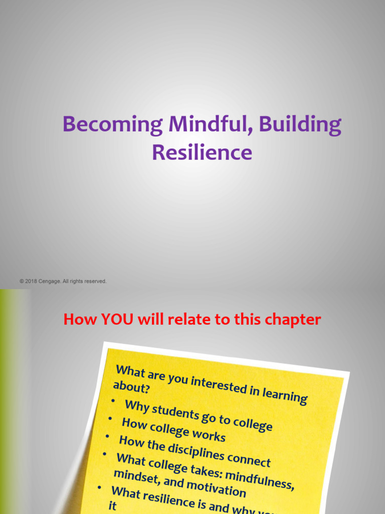 Week 1 Becoming Mindful Building Resilience Pdf Psychological Resilience Motivational 