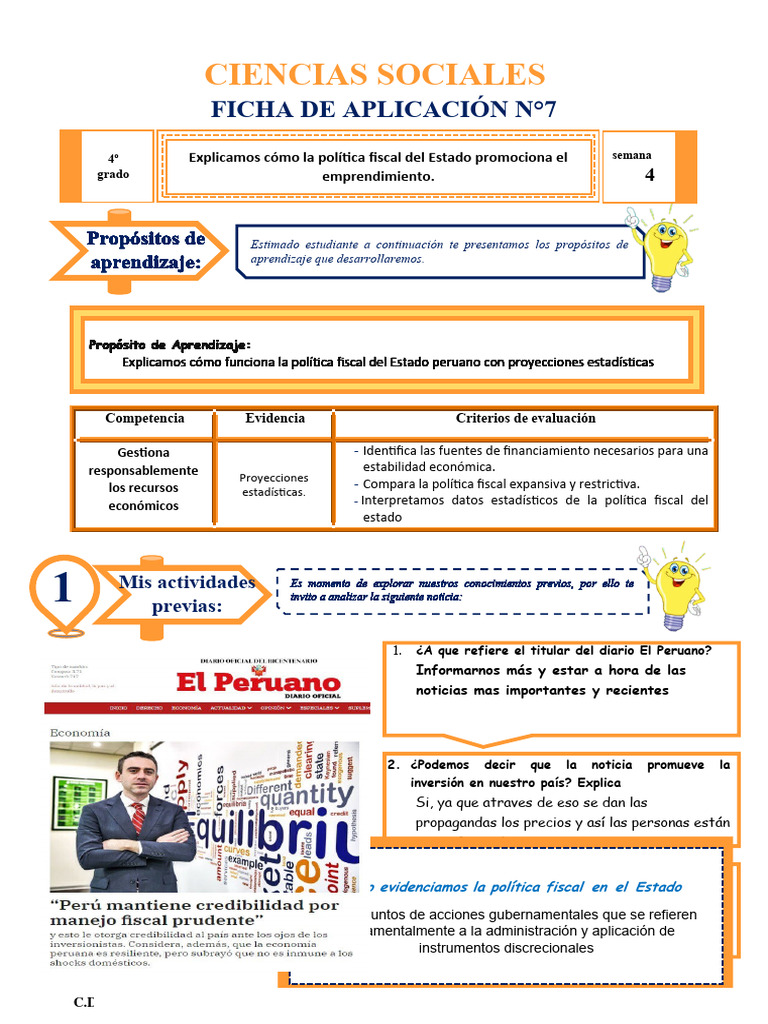 4° Ficha de Aplicación-Sesión7-Sem.4-Exp.5 - Ciencias Sociales | Descargar gratis PDF | La ...