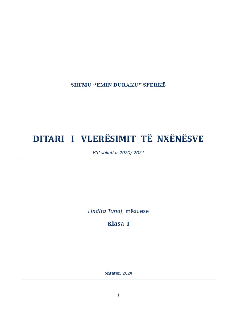 Ditari I Vleresimit KL I 8 1 1 | PDF