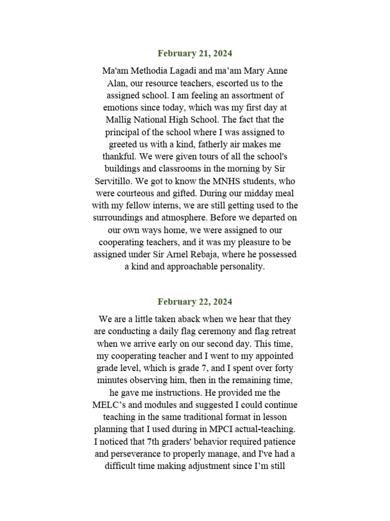 Daily Journal | PDF | Lesson Plan | Teachers