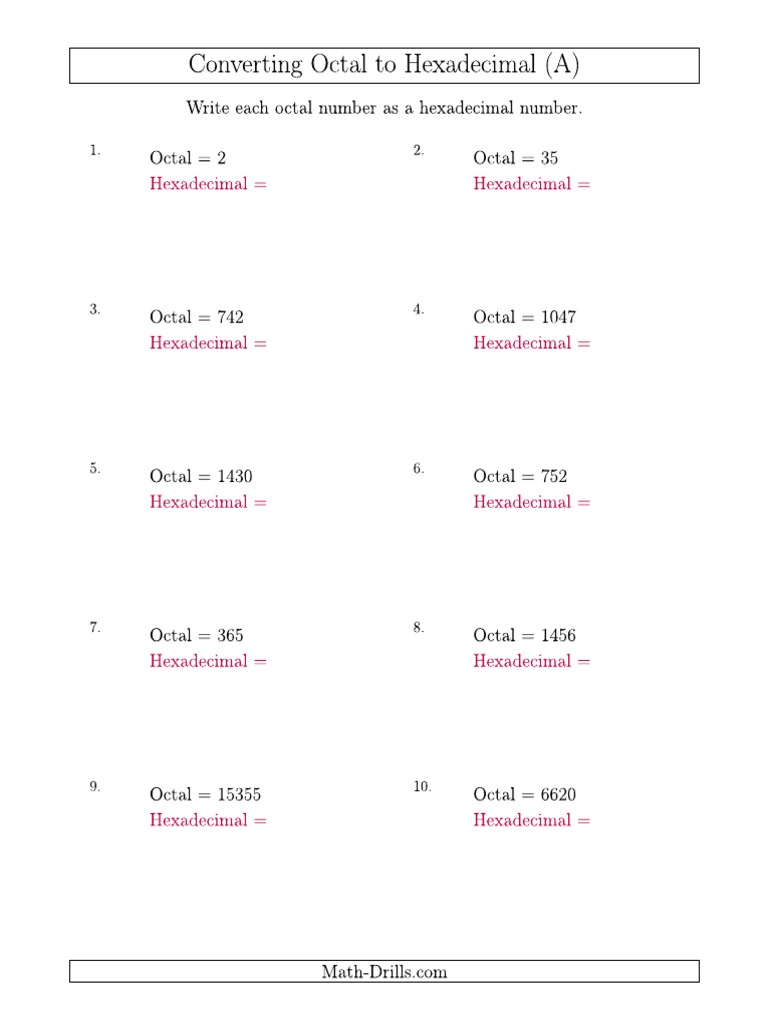 Octal To Hexadecimal | PDF