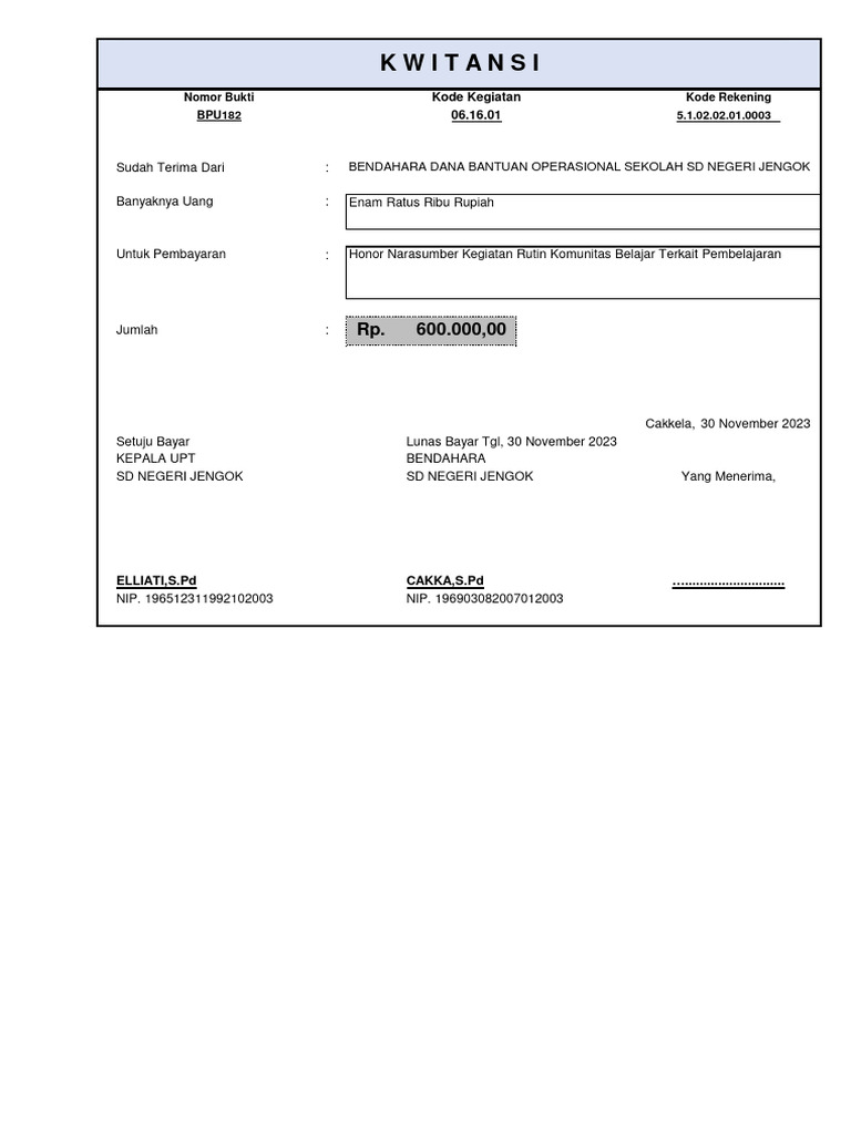 KWITANSI HONOR | PDF