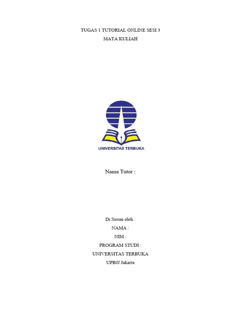 COVER TUGAS TUTON BAHASA INDONESIA SESI 3 Salinan | PDF