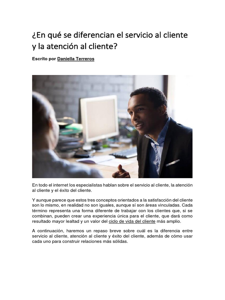 Diferencia Entre Servicio Al Cliente y Atencion Al Cliente | PDF | Servicio al Cliente | Cliente