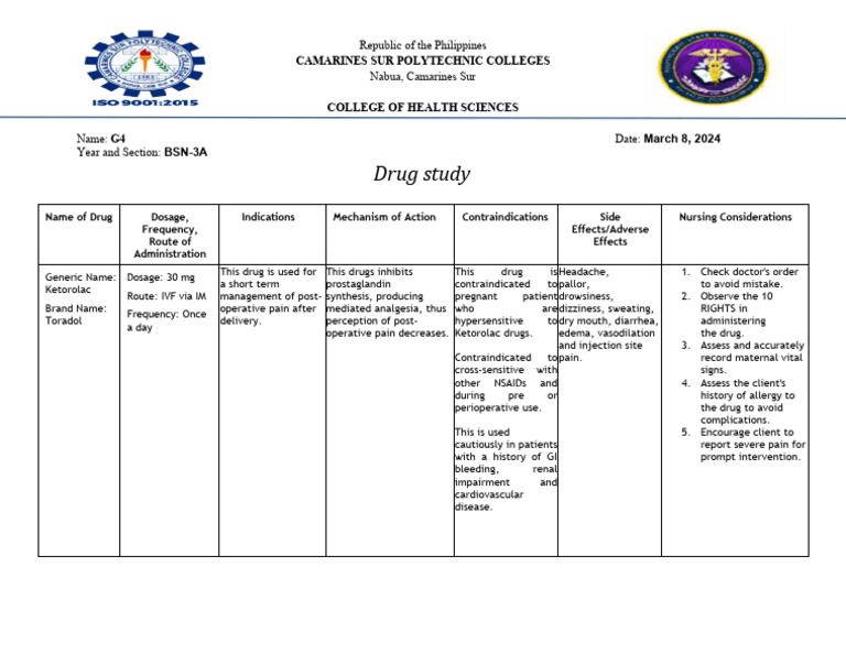Drug Study Format 1.1 | PDF | Drugs | Clinical Medicine