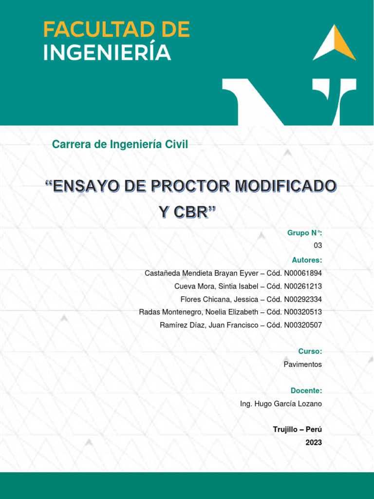 Ensayo de Proctor Modificado y CBR | PDF | Densidad | Ciencias de la Tierra Ensayo de Proctor Modificado y CBR | PDF | Densidad | Ciencias de la Tierra