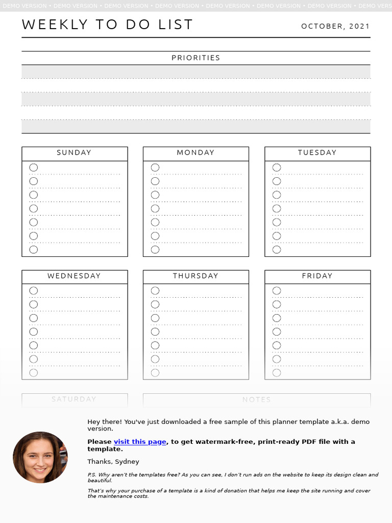 Weekly To-Do List Template PDF | PDF