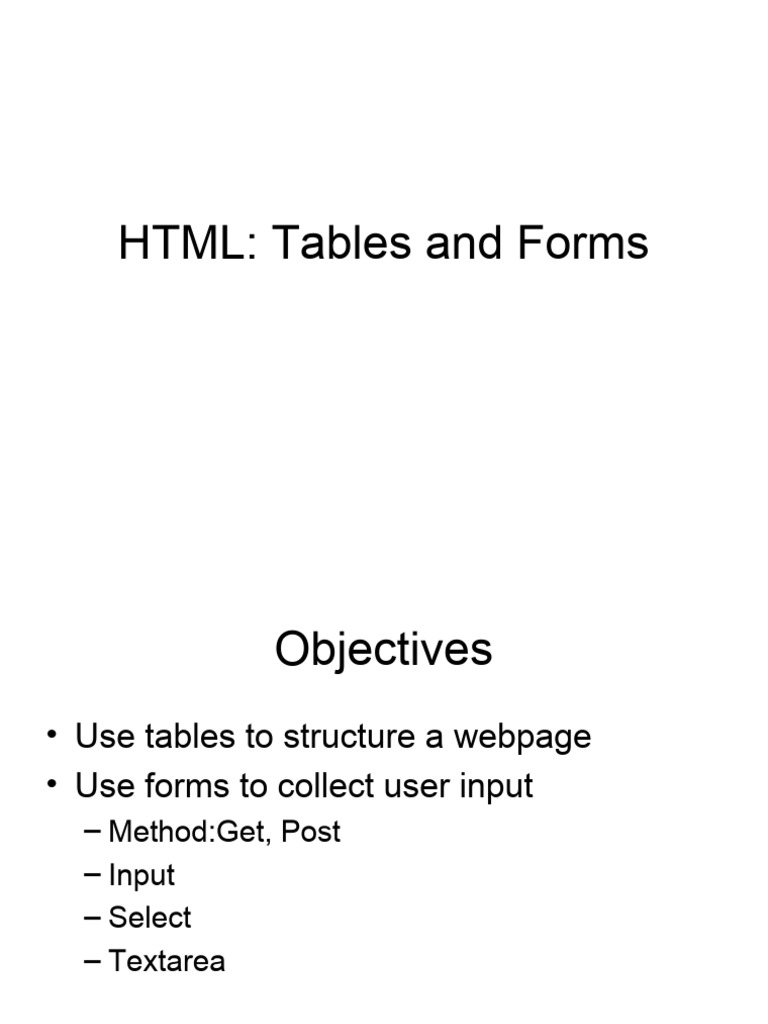 Tables and Forms | PDF | Html Element | Html