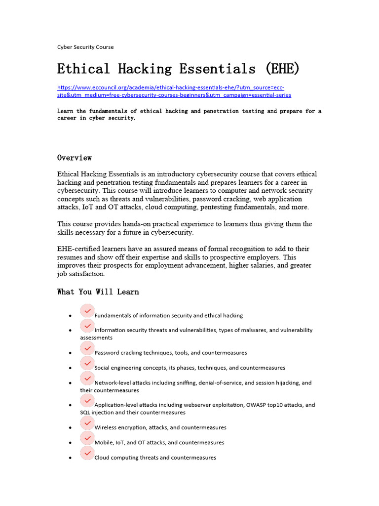 Cyber Security Course Pdf Security Computer Security