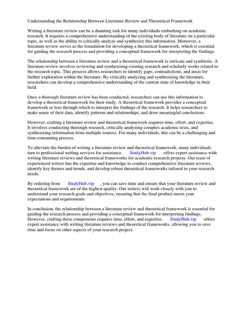 Relationship Between Literature Review and Theoretical Framework | PDF ...
